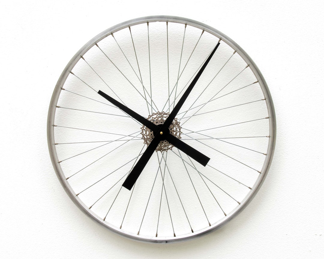 Bike Wheel Clock, Large, Wall, Gear, Cycle, Steampunk, Bicycle, Modern ...