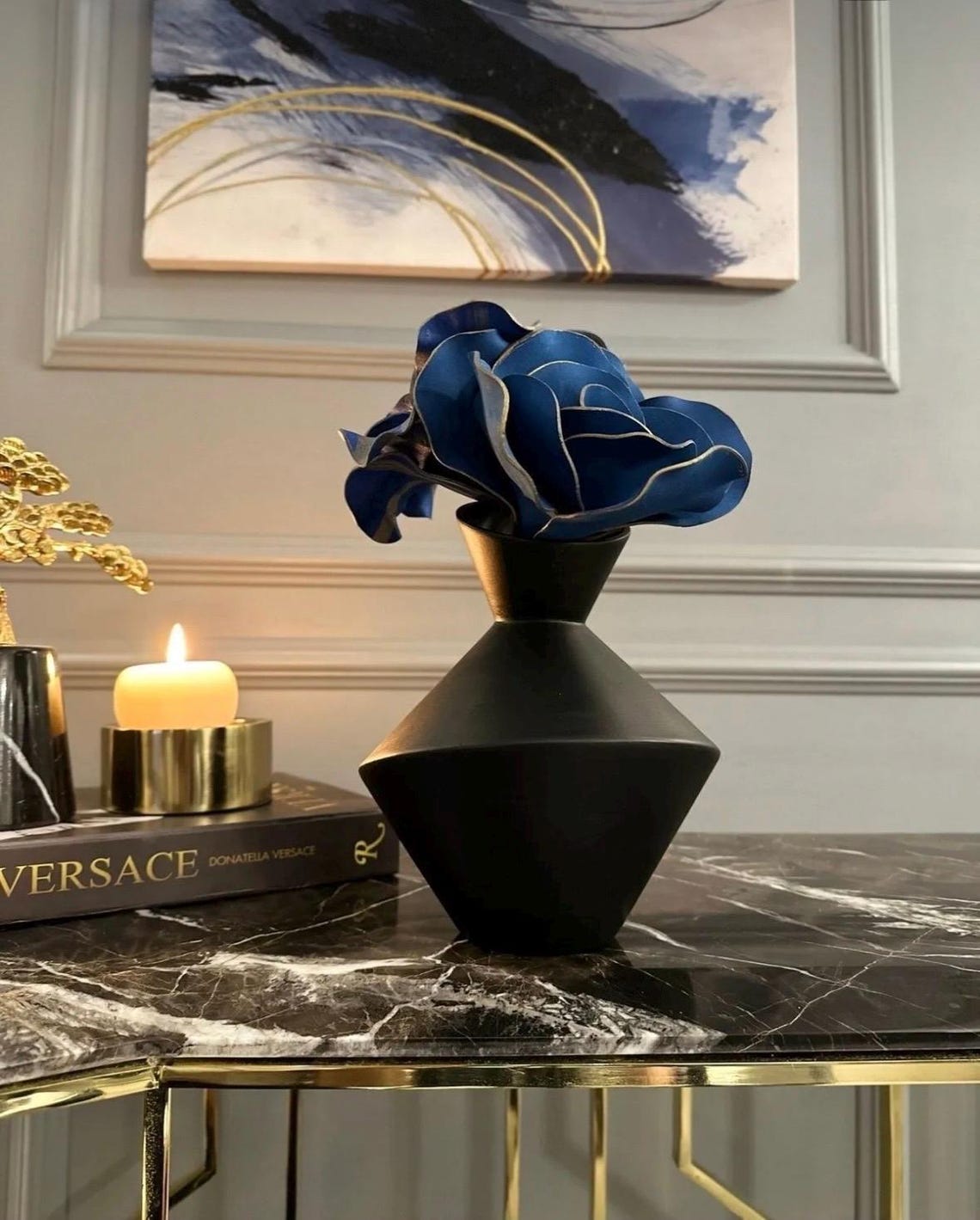 Handmade Abstract Black Ceramic Vase – Modern Minimalist Home Decor - Etsy