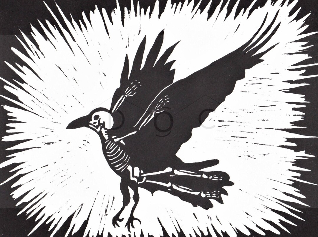 The Human Corvid - Zoological Hominid Series - Linocut, Relief Print ...