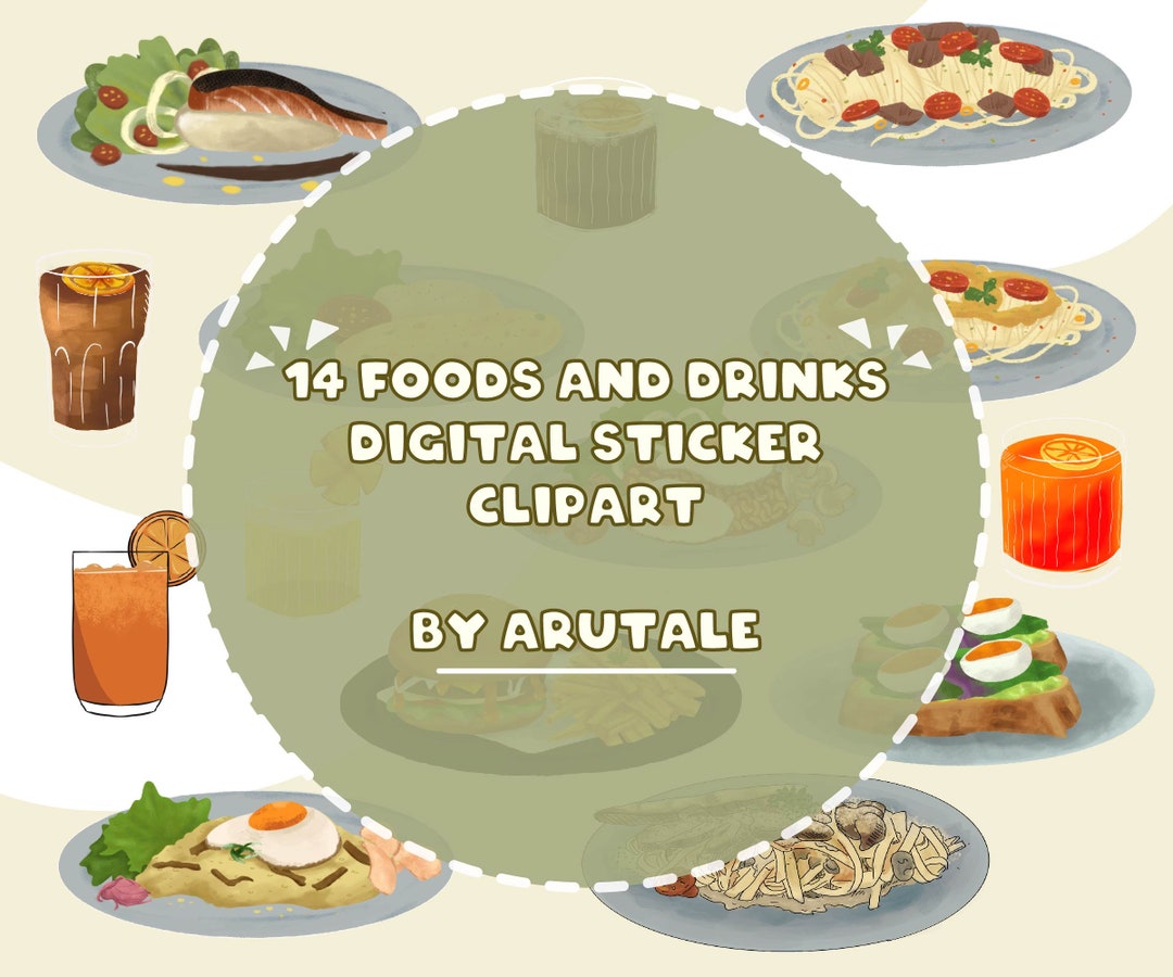 Food and Drink Clip Art, Food and Drink Digital Sticker, Food PNG ...