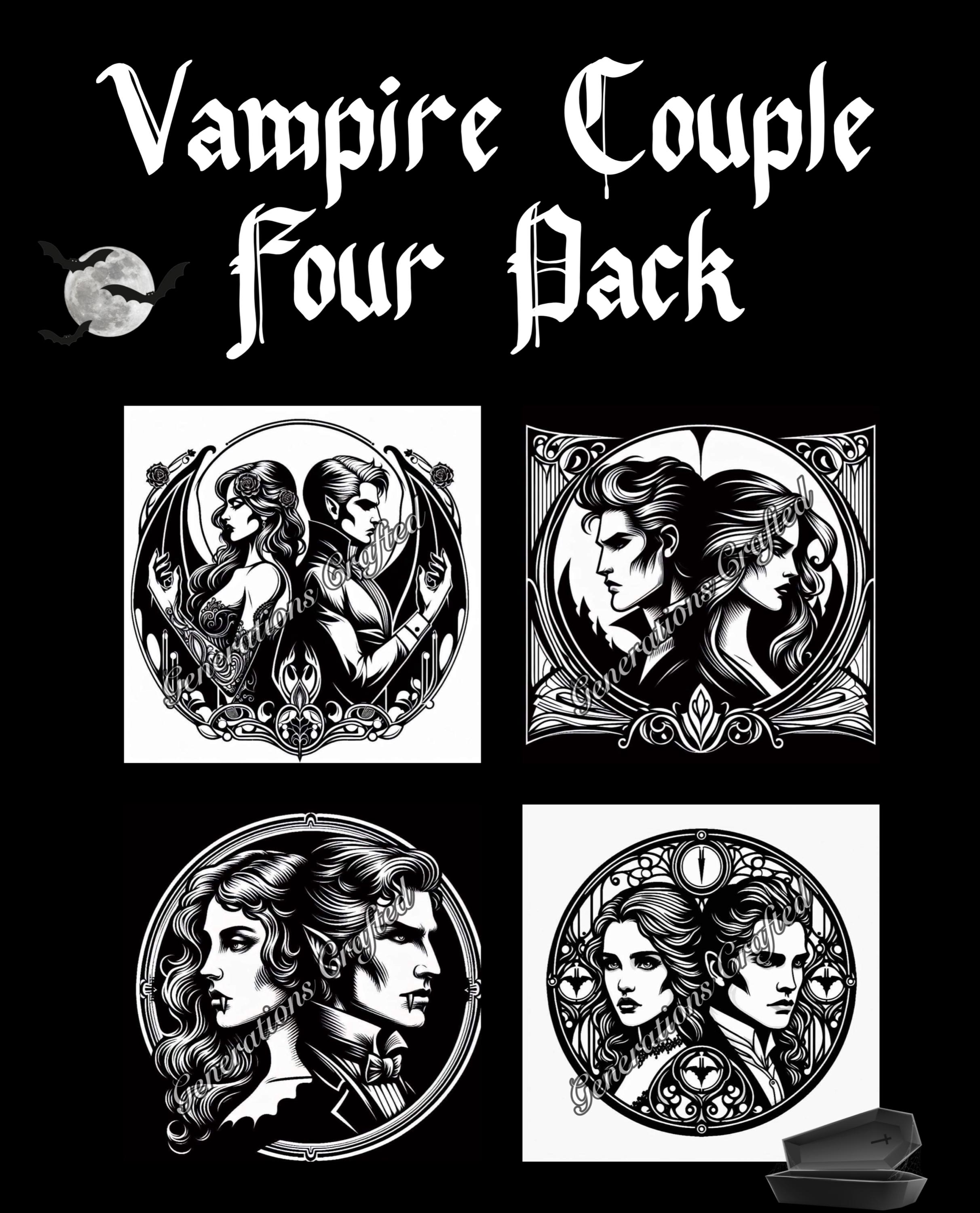 Vampire Couple Four Pack SVG and PNG Bundle - Etsy