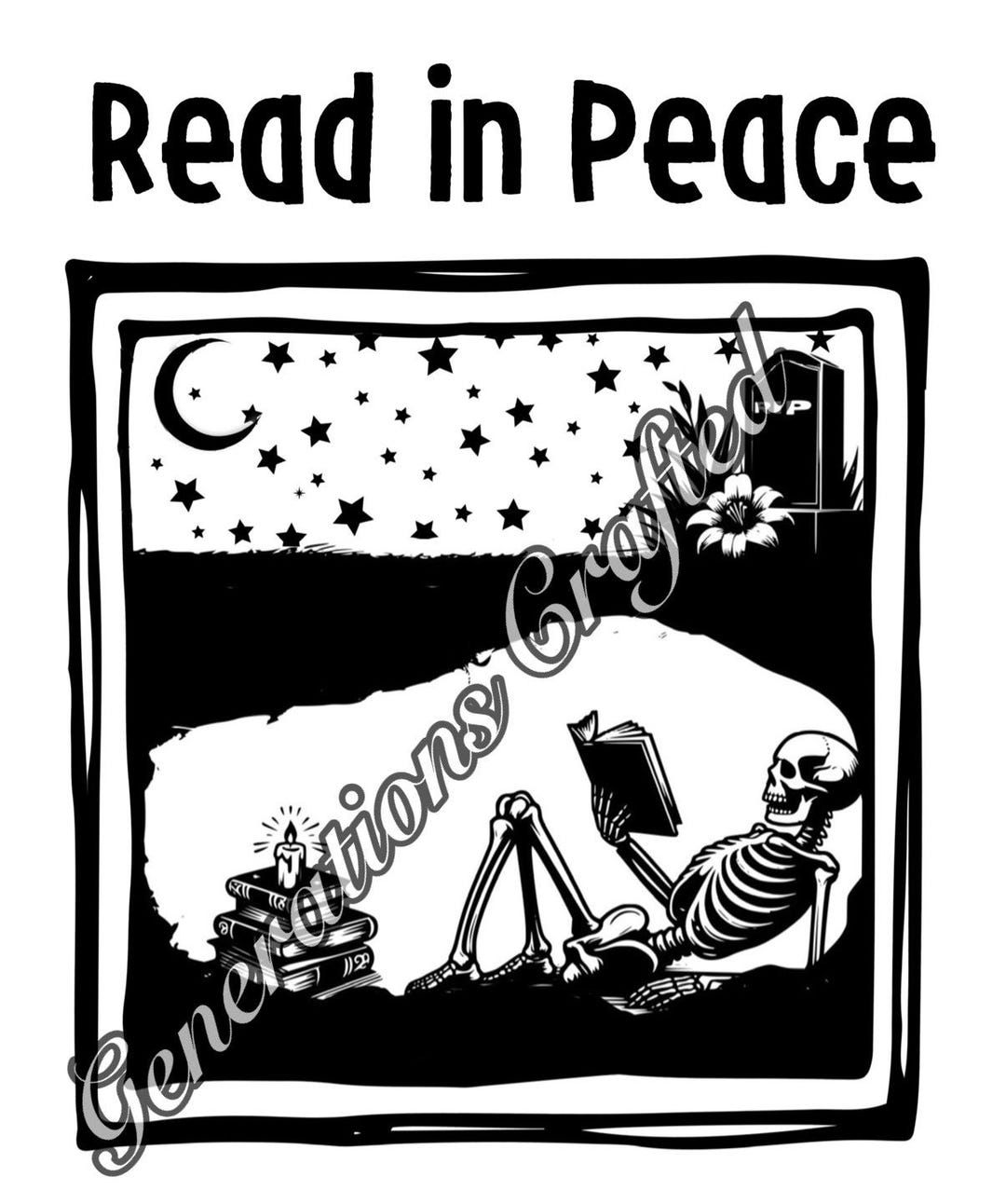 Read in Peace Skeleton SVG and PNG - Etsy