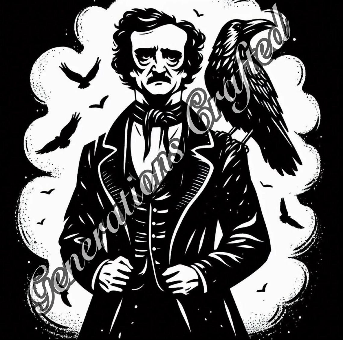 Edgar Allan Poe Bust Four Pack SVG and PNG Bundle - Etsy