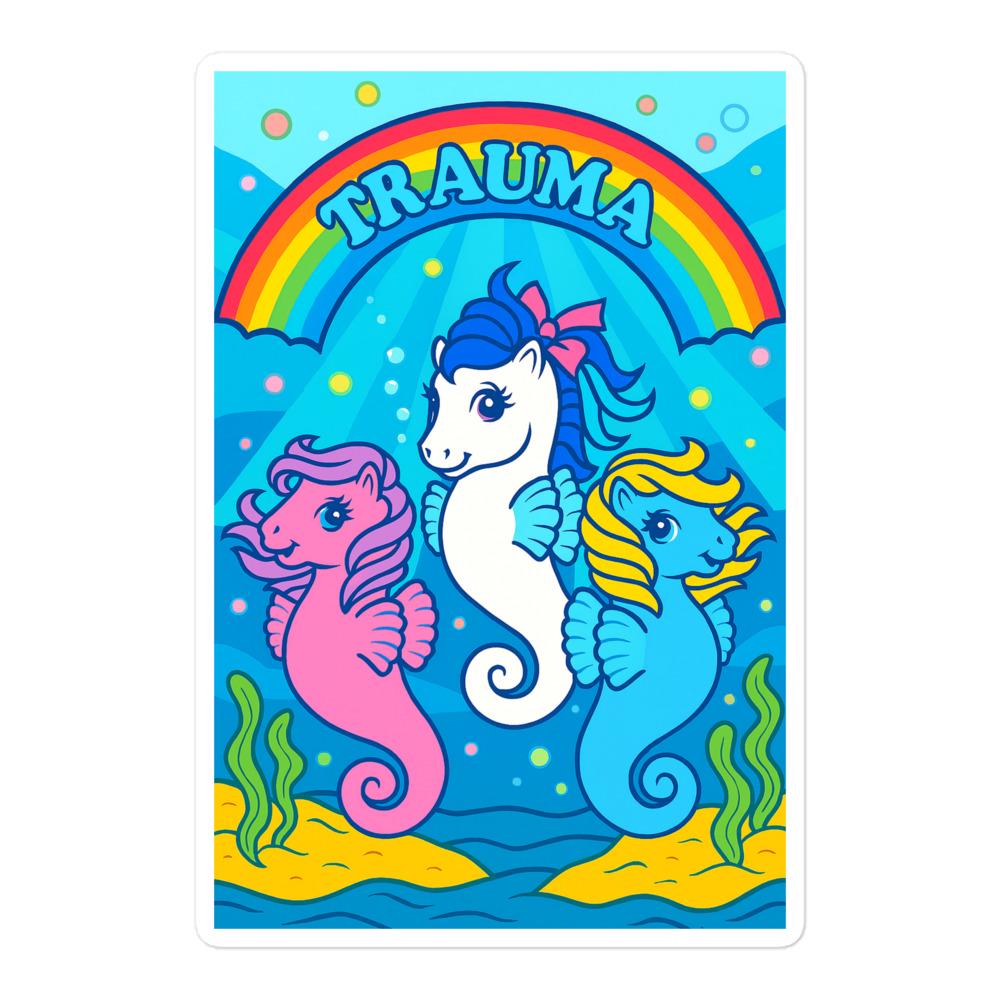 Trauma Seahorses Vinyl Sticker – Funny Mental Health Rainbow Decal – My ...