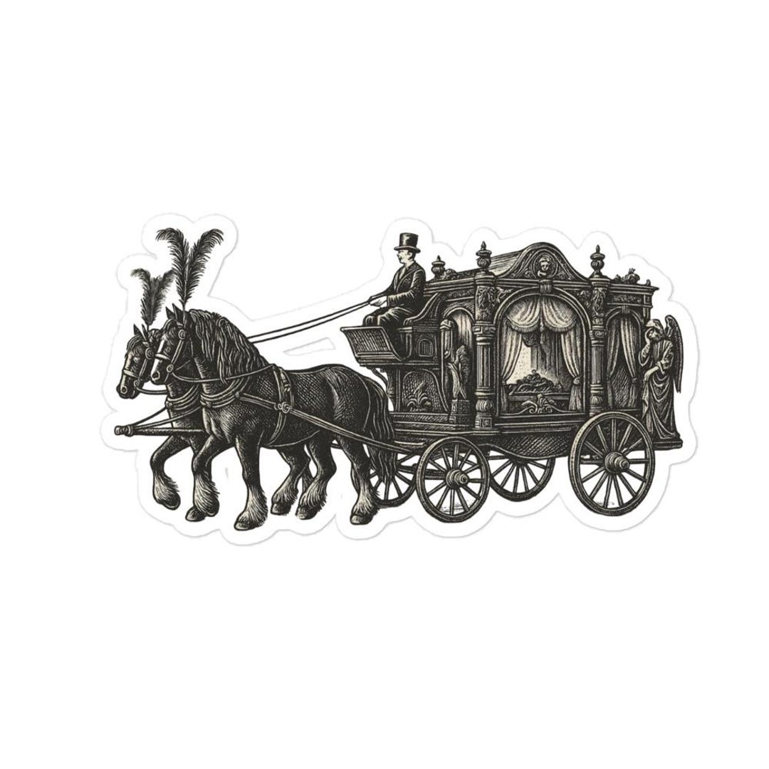 Victorian Mourning Hearse Sticker: Gothic Funeral Carriage Art - Etsy