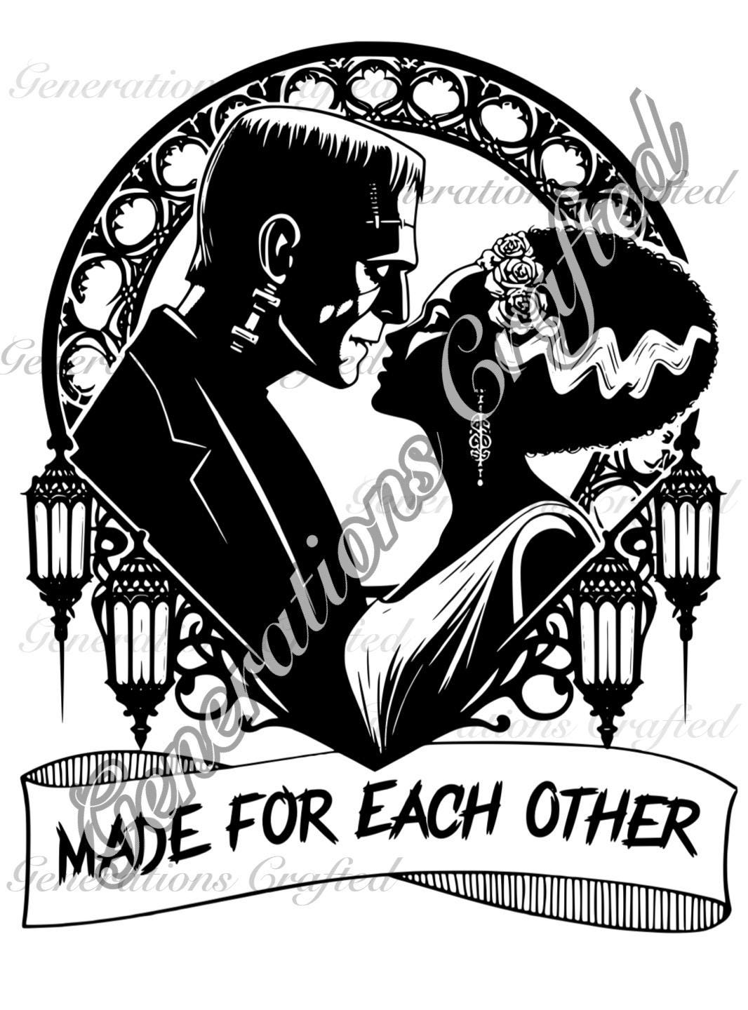 Made for Each Other- Frankenstein and His Bride SVG and PNG - Etsy