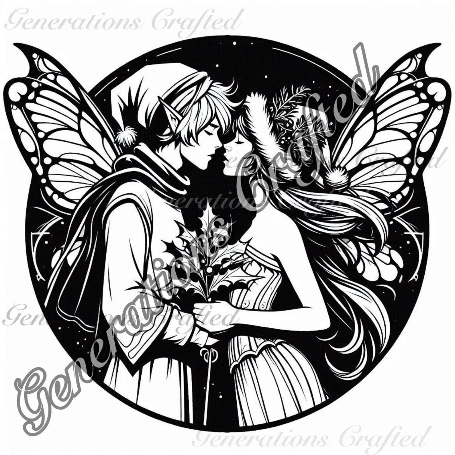 Winter's First Kiss- Fairy Couple SVG and PNG - Etsy