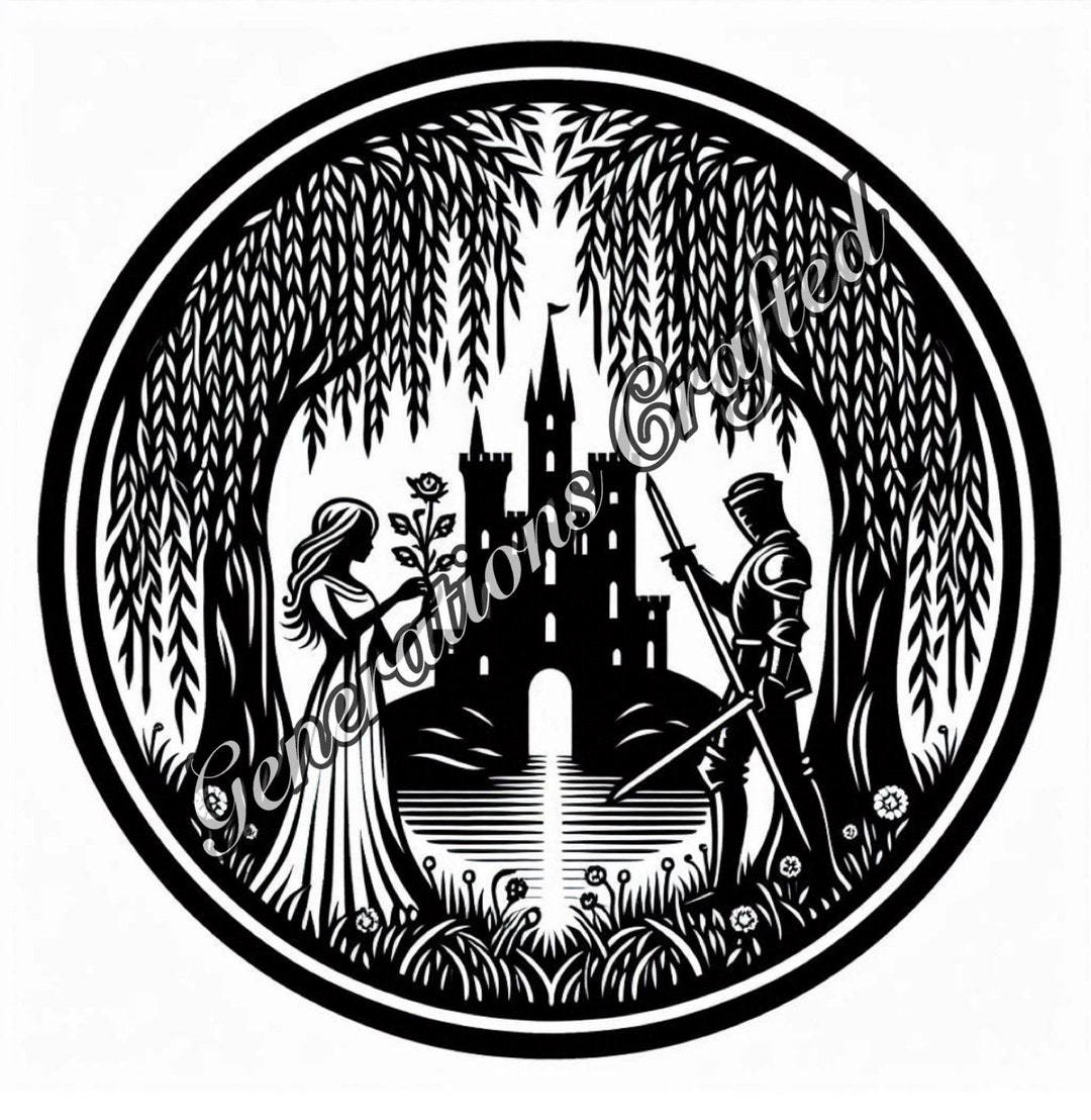 A Knight and His Maiden Fair SVG and PNG - Etsy
