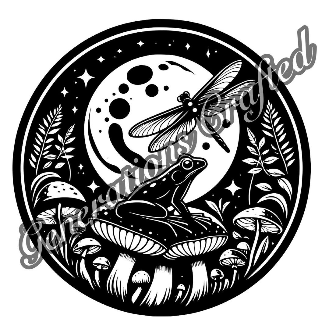 Dragonfly, Frog and Moon SVG and PNG - Etsy