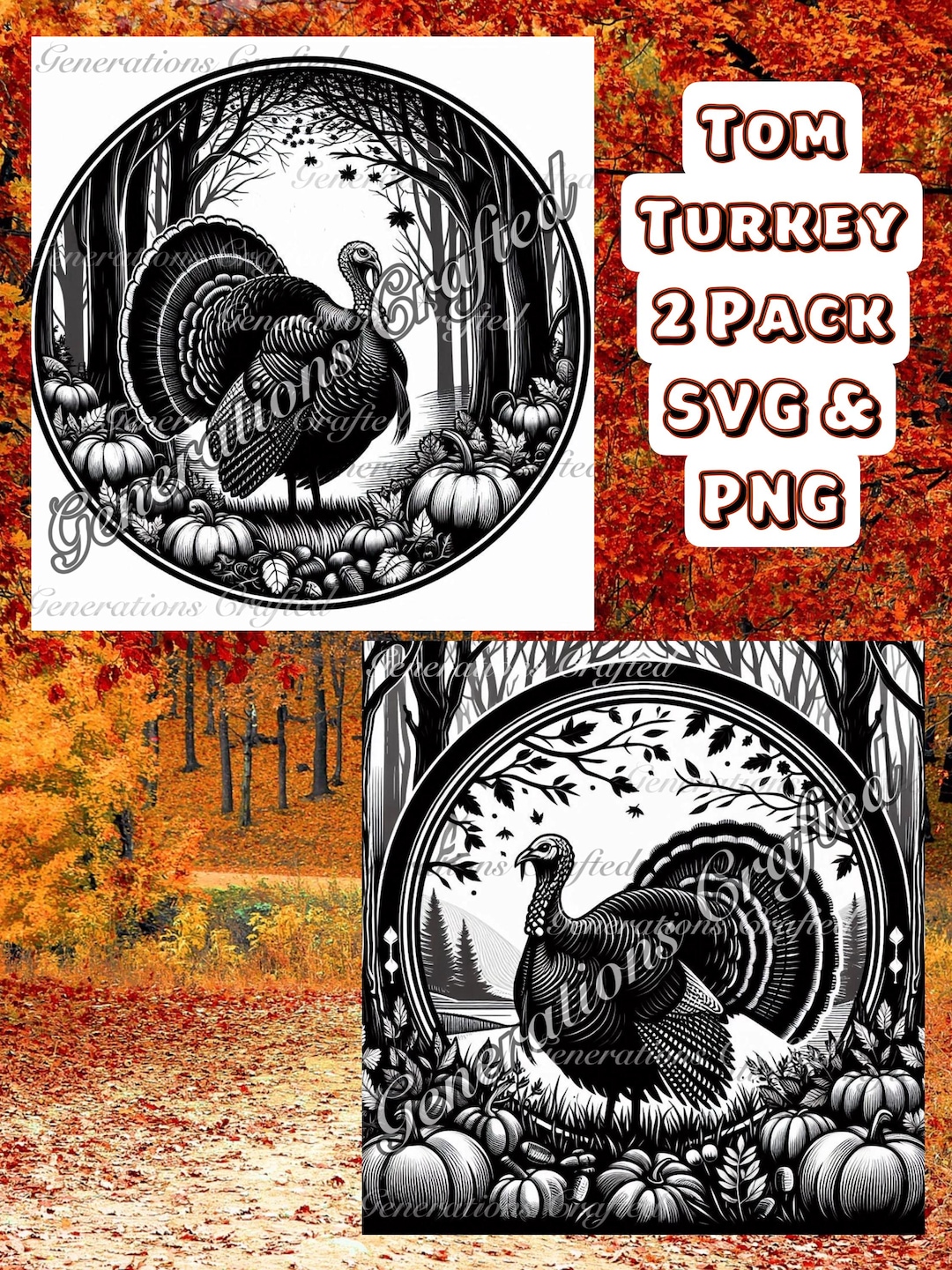 Tom Turkey Fall/ Thanksgiving 2 Pack SVG and PNG Bundle - Etsy
