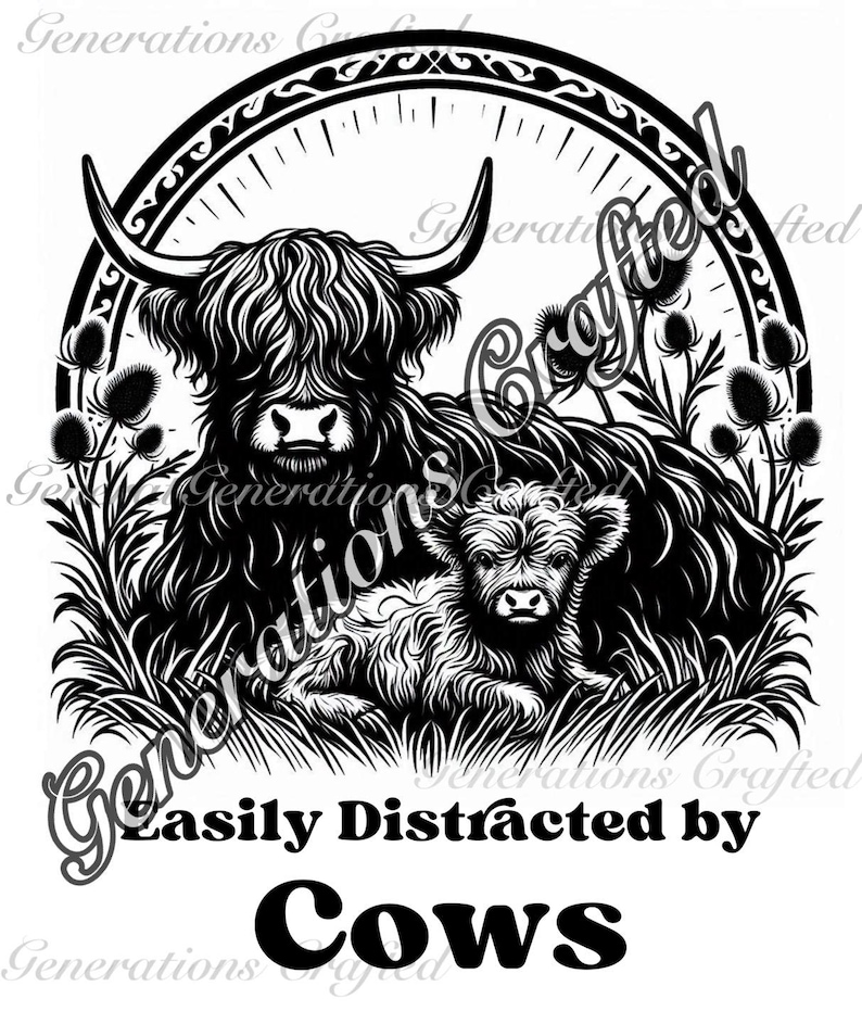 Easily Distracted by Cows SVG and PNG - Etsy