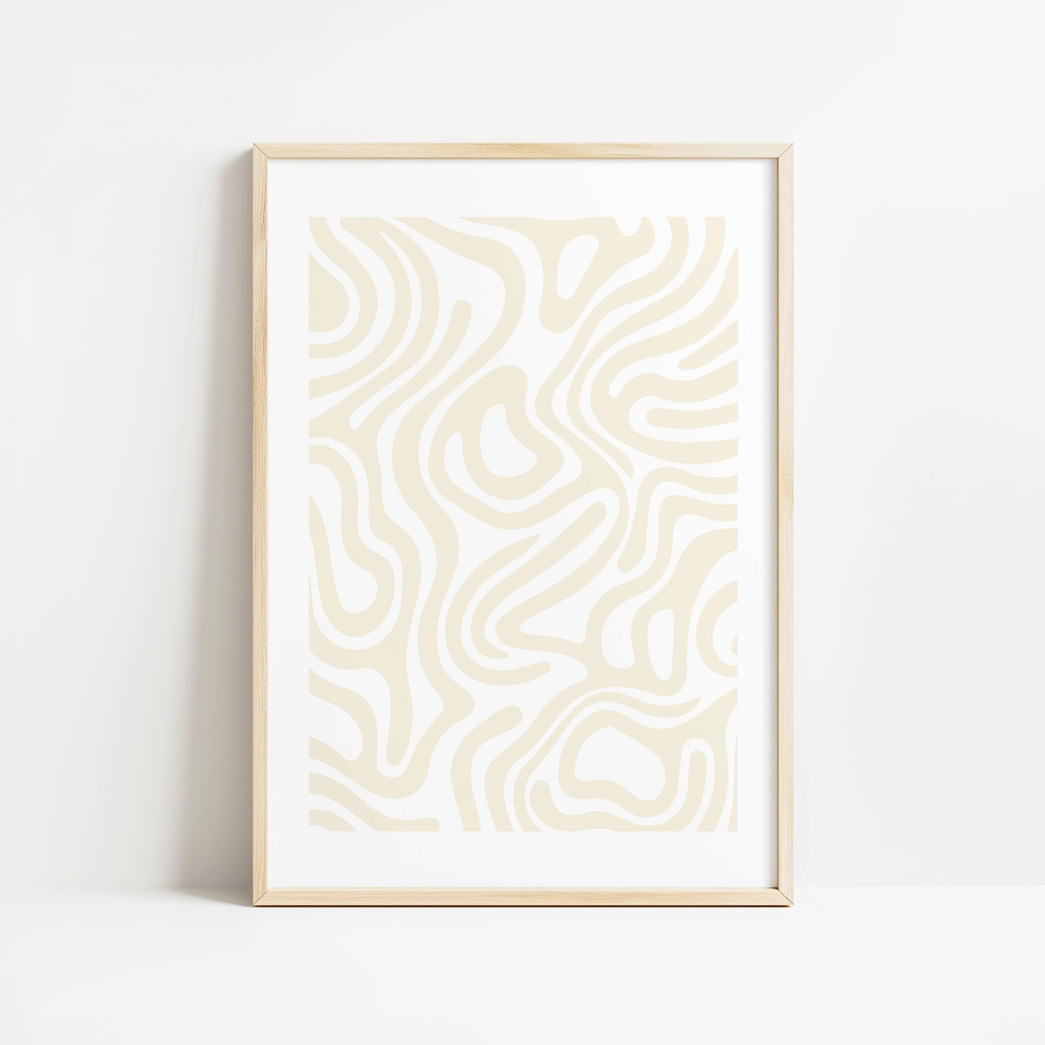 Modern Beige Topography Art Print: Minimalist Home Decor (instant ...