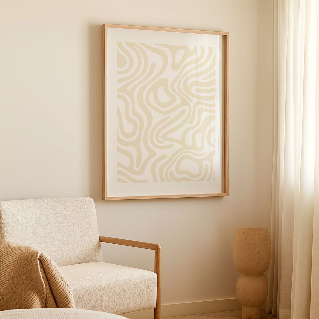 Modern Beige Topography Art Print: Minimalist Home Decor (instant ...