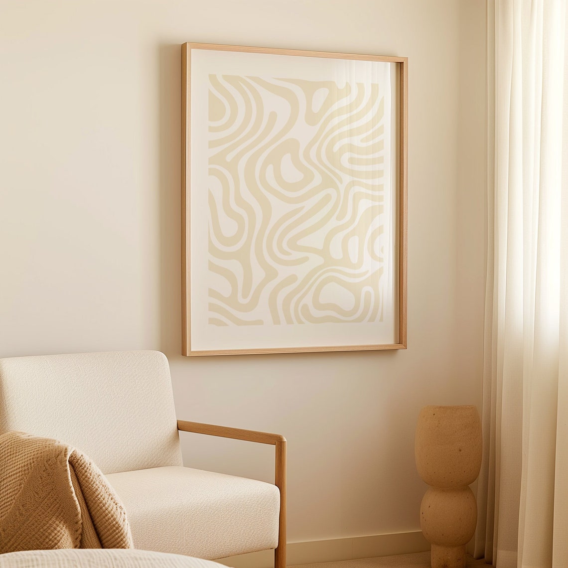 Modern Beige Topography Art Print: Minimalist Home Decor (instant ...