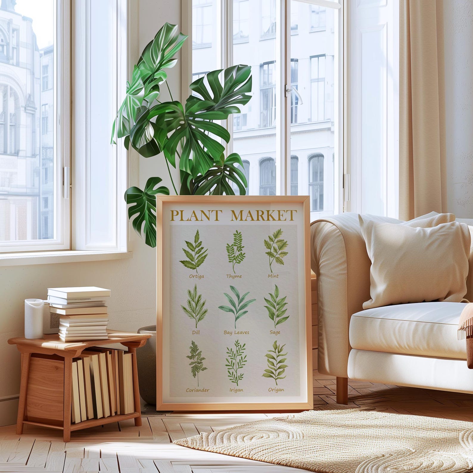 Herb Garden Wall Art Printable, Botanical Herb Poster, Kitchen Decor ...