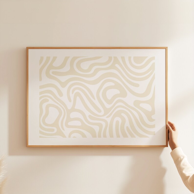 Modern Beige Topography Art Print: Minimalist Home Decor (instant ...