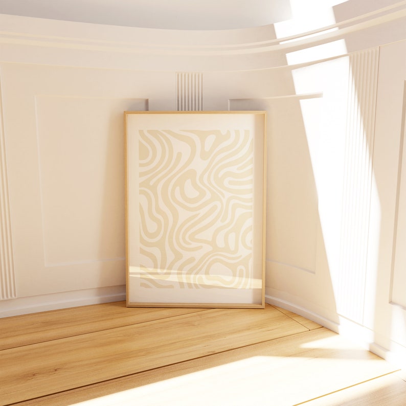 Modern Beige Topography Art Print: Minimalist Home Decor (instant ...
