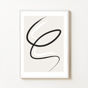 Minimalist Black and White Abstract Line Wall Art Print, Modern Neutral ...