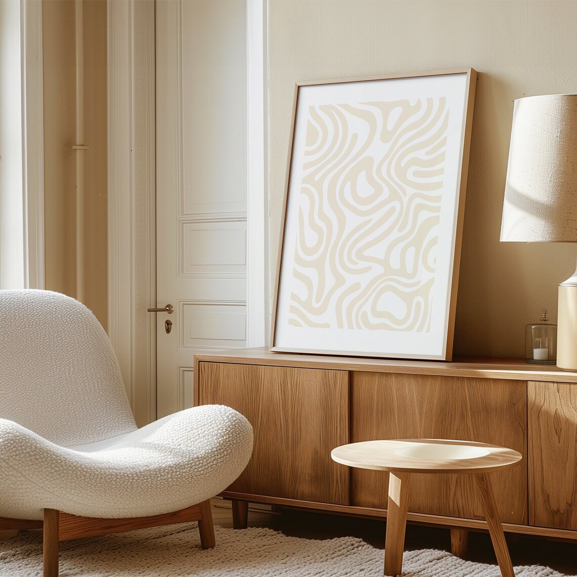 Modern Beige Topography Art Print: Minimalist Home Decor (instant ...