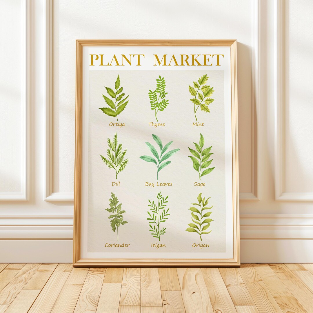 Herb Garden Wall Art Printable, Botanical Herb Poster, Kitchen Decor ...