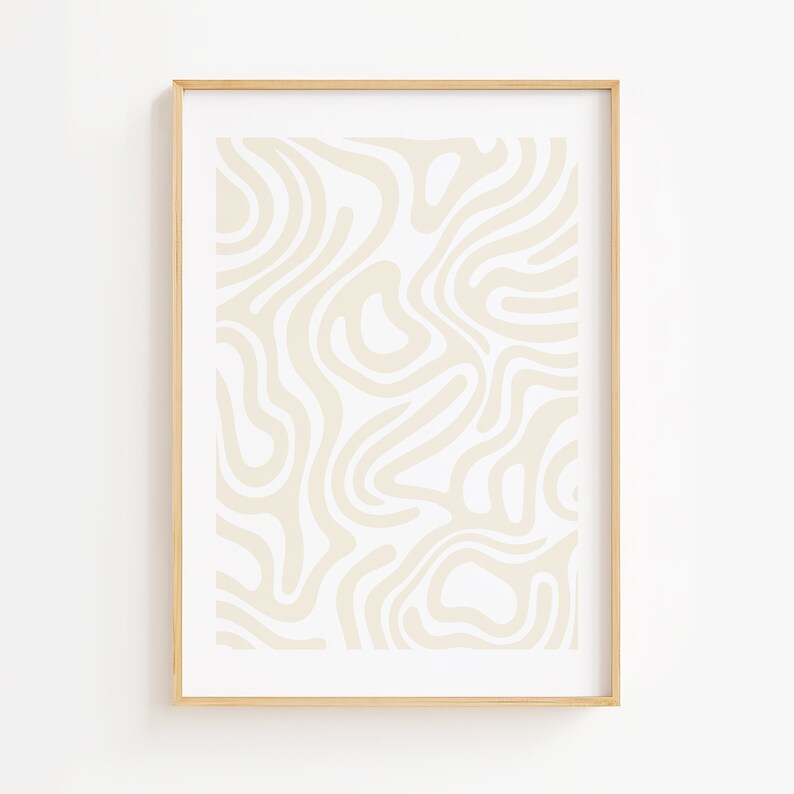 Modern Beige Topography Art Print: Minimalist Home Decor (instant ...