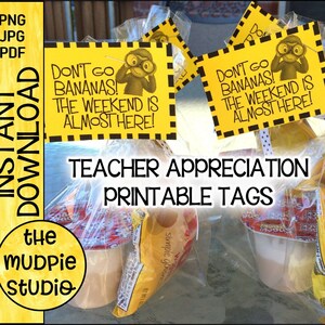 Banana Pudding Treat Topper Tag - Teacher Appreciation, Teacher Tag ...