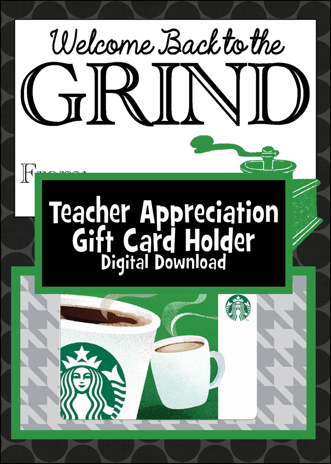 Teacher Appreciation Gift Card Holder Coffee Drink Thanks - Instant ...