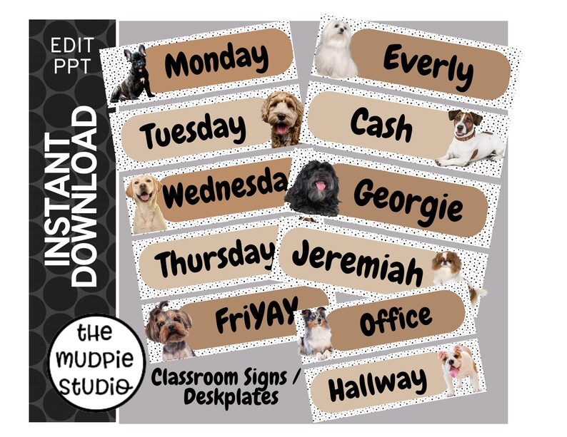 Dog Deskplates Dog Classroom Decor Printable Sign - Etsy