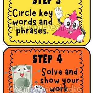 Math Problem Strategy Solving Posters - Math Class, Bulletin Board ...