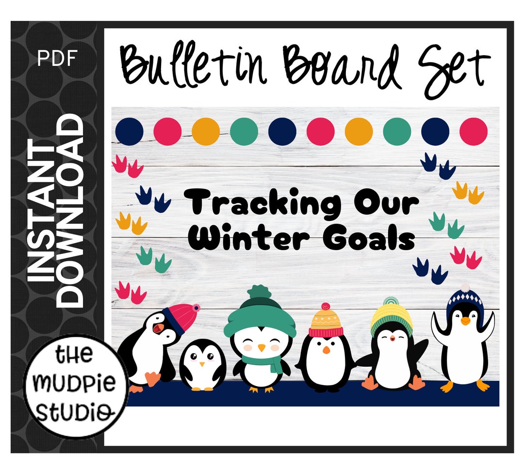 Winter Penguin Tracker Tracks Bulletin Board Kit Set Valentine ...
