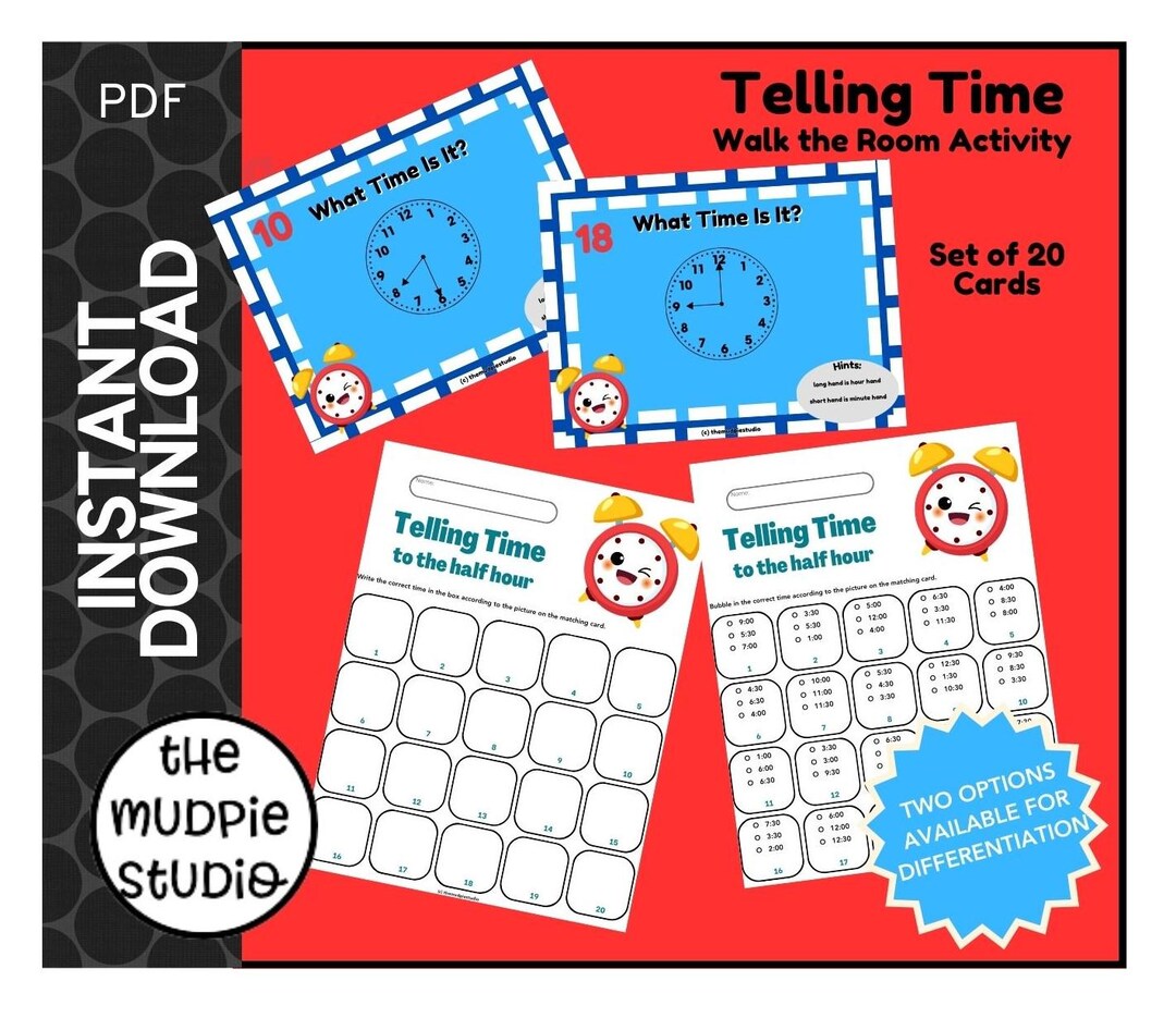 Elementary Math Telling Time Task Cards Game Activity - Etsy