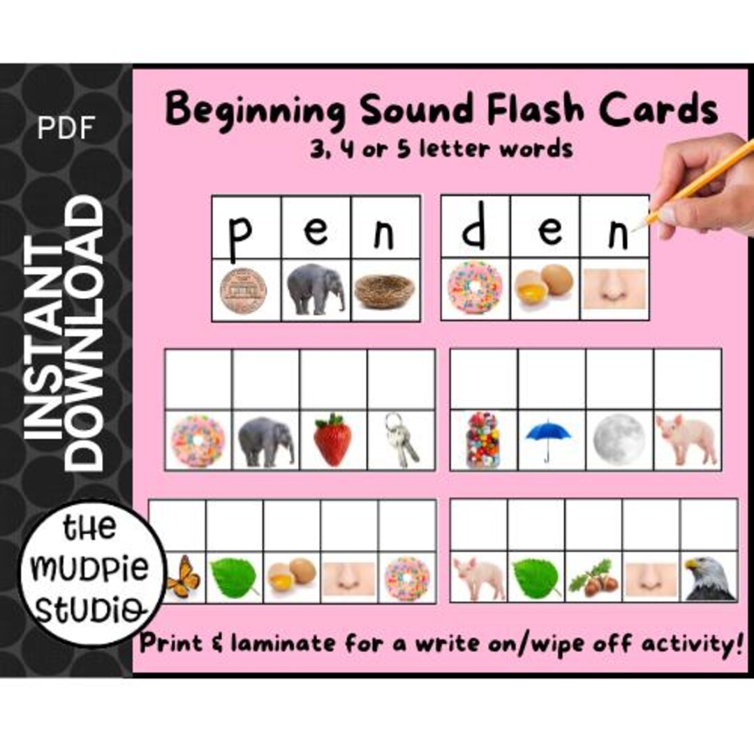 Beginning Sound Flash Cards - Phonics, Phonemic Awareness, Sound ...