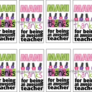 Manicure Gift Tag - Teacher Appreciation & Thank You - Digital Download ...