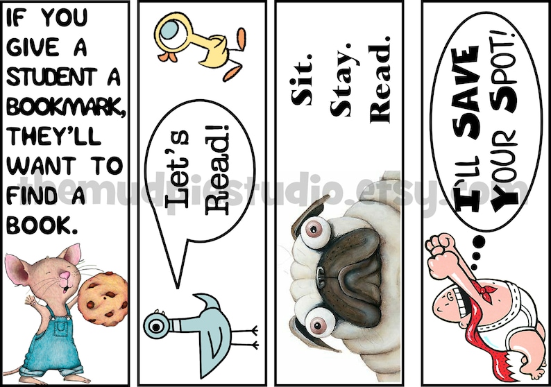 Printable Bookmarks Book Characters Kids Birthday - Etsy