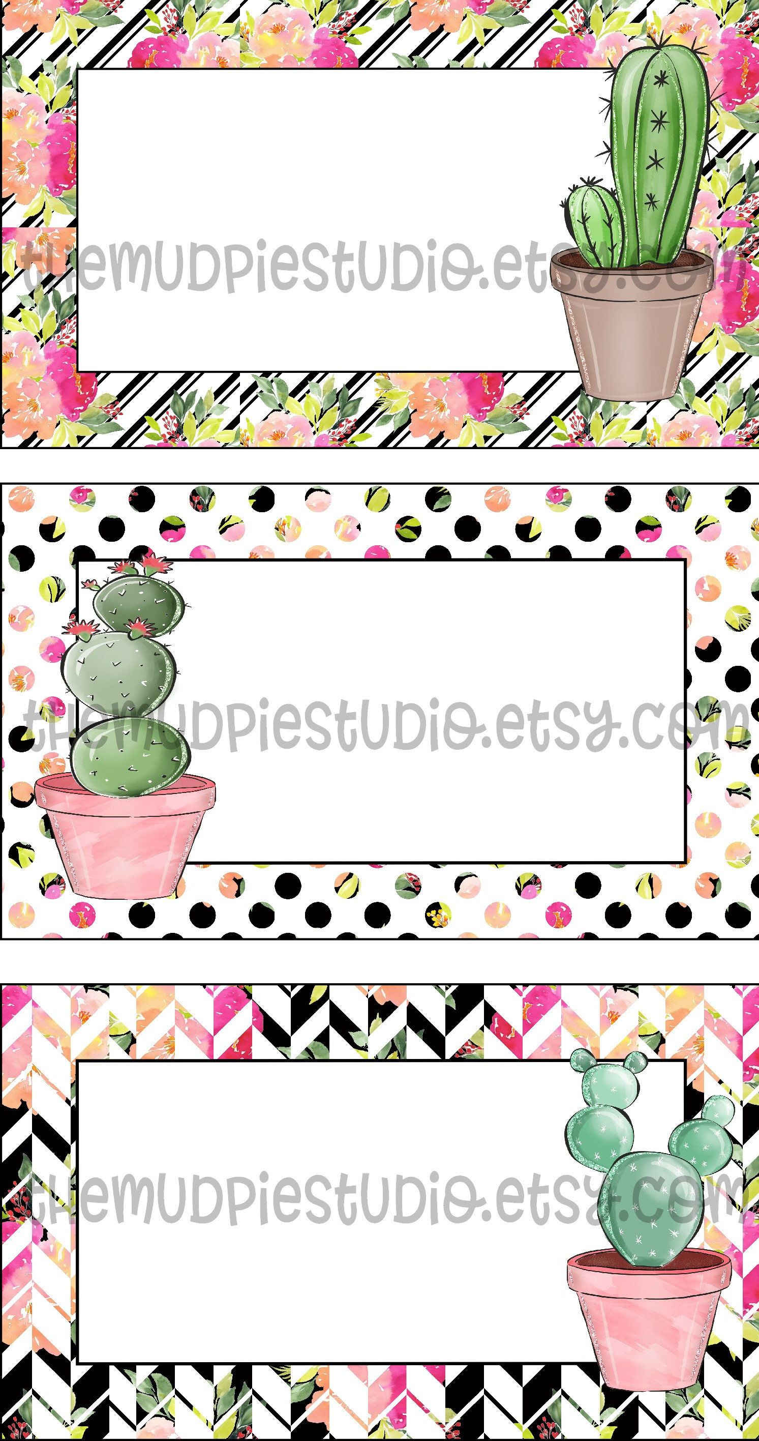 Cactus Themed Tags Labels Signs printable cactus decor | Etsy