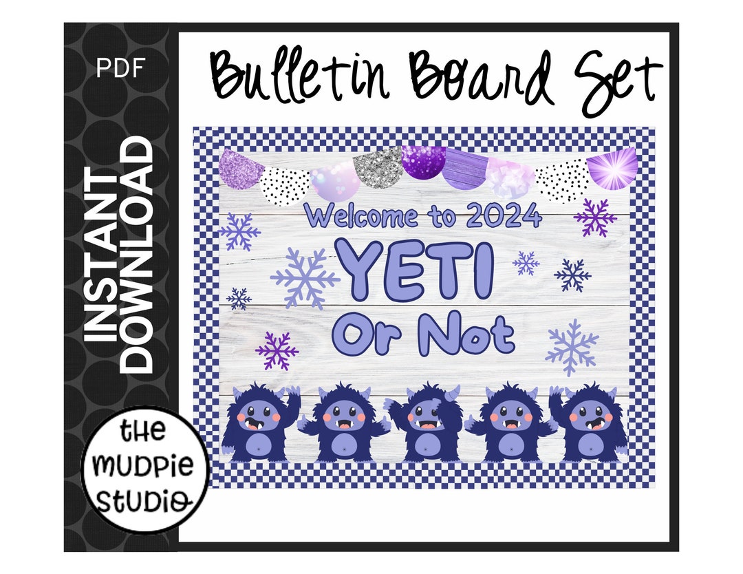 Yeti 2024 New Year Bulletin Board Kit Set Purple Yeti or Not 2024 Goals ...