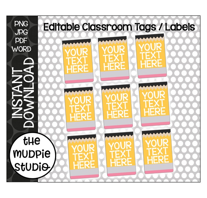 Editable Pencil Classroom Tag Label Classroom Decor Pencil | Etsy