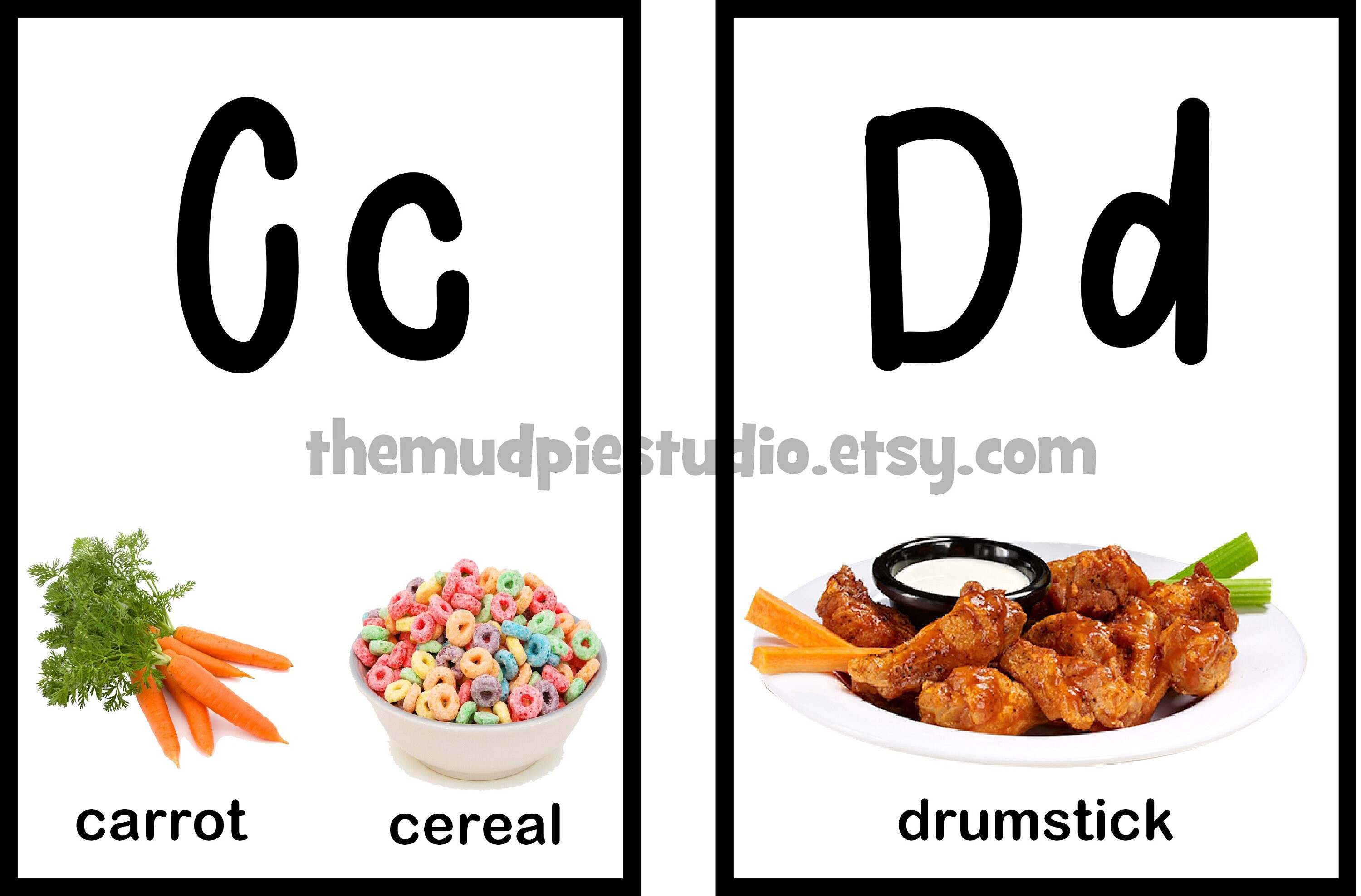 Alphabet Printable Kid Food ABC Classroom Decor Reading - Etsy