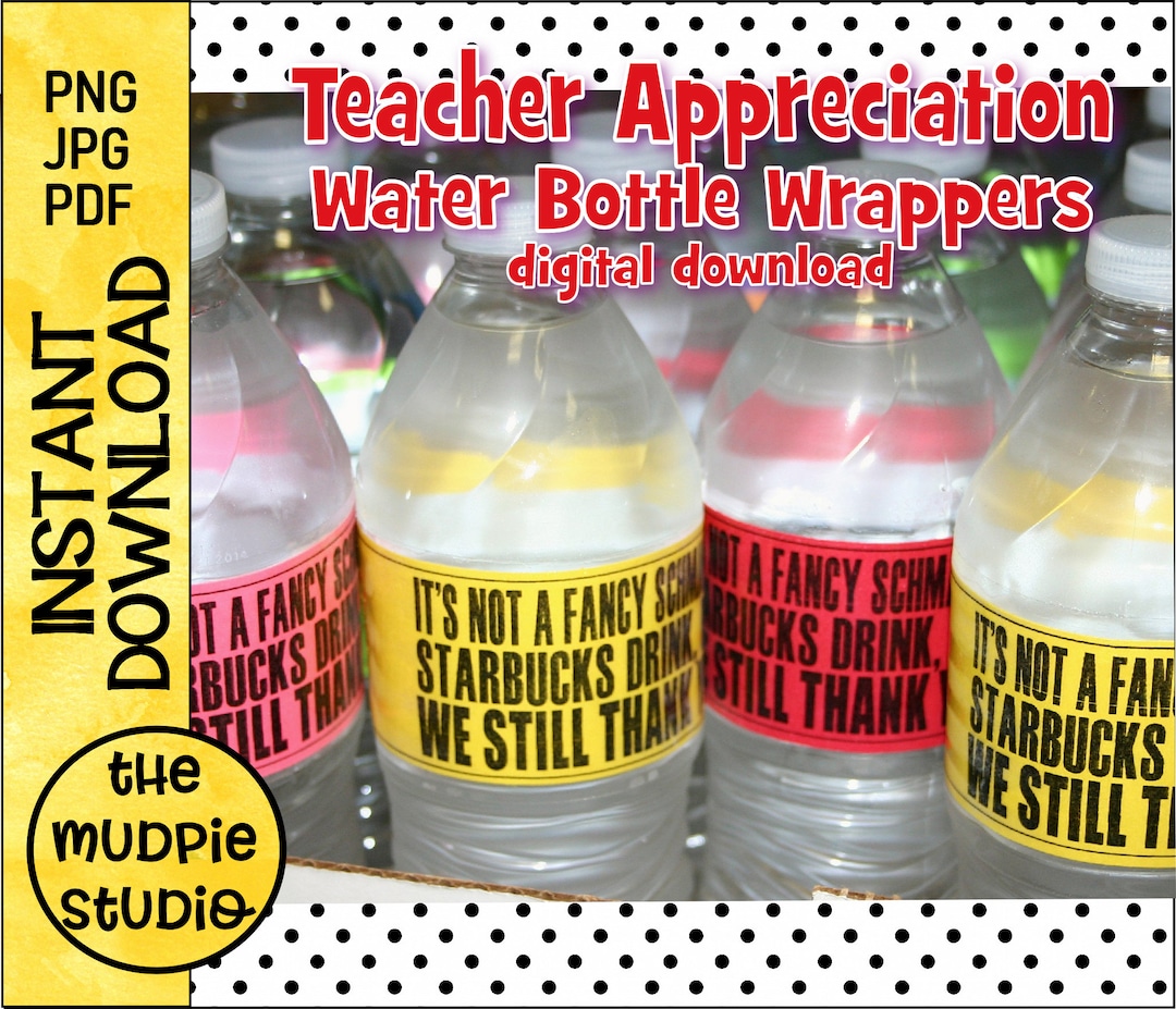 Teacher Appreciation Thank You Tag - Tag, Water Tag, Water Bottle Label ...