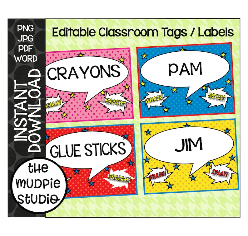 Editable Hero Decor Classroom Label Class Tag Teacher - Etsy