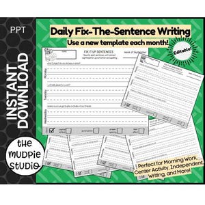 Correct Sentences Writing Activity - Edit, Write, Spelling, Journal ...