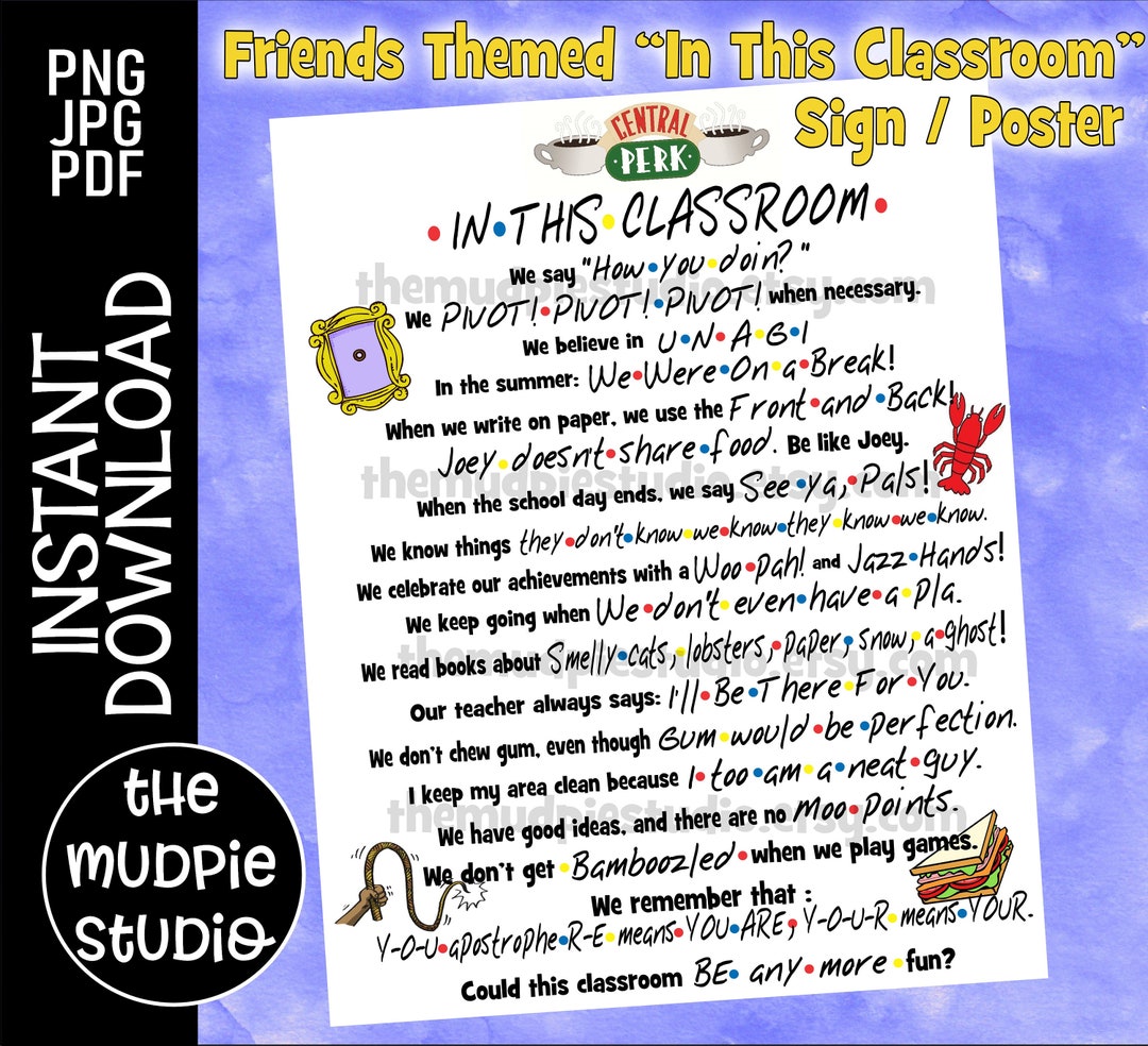 Friends Classroom Sign - Friends Classroom Decor, Friends Poster ...