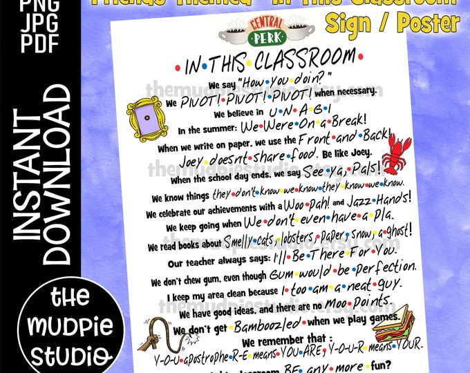 Friends Classroom Sign Friends Classroom Decor, Friends Poster, Friends ...