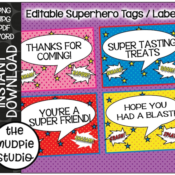 Superhero Food Label - Etsy