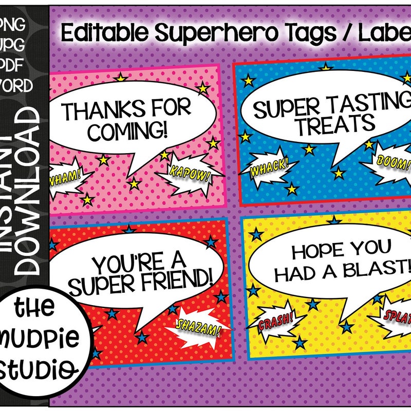 Superhero Food Label - Etsy