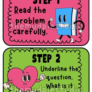 Math Problem Strategy Solving Posters - Math Class, Bulletin Board ...