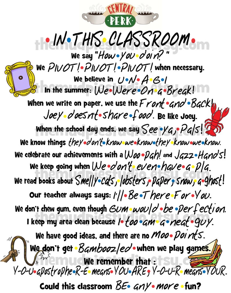 Friends Classroom Poster - Themed Sign, Teacher Decor (digital Download ...