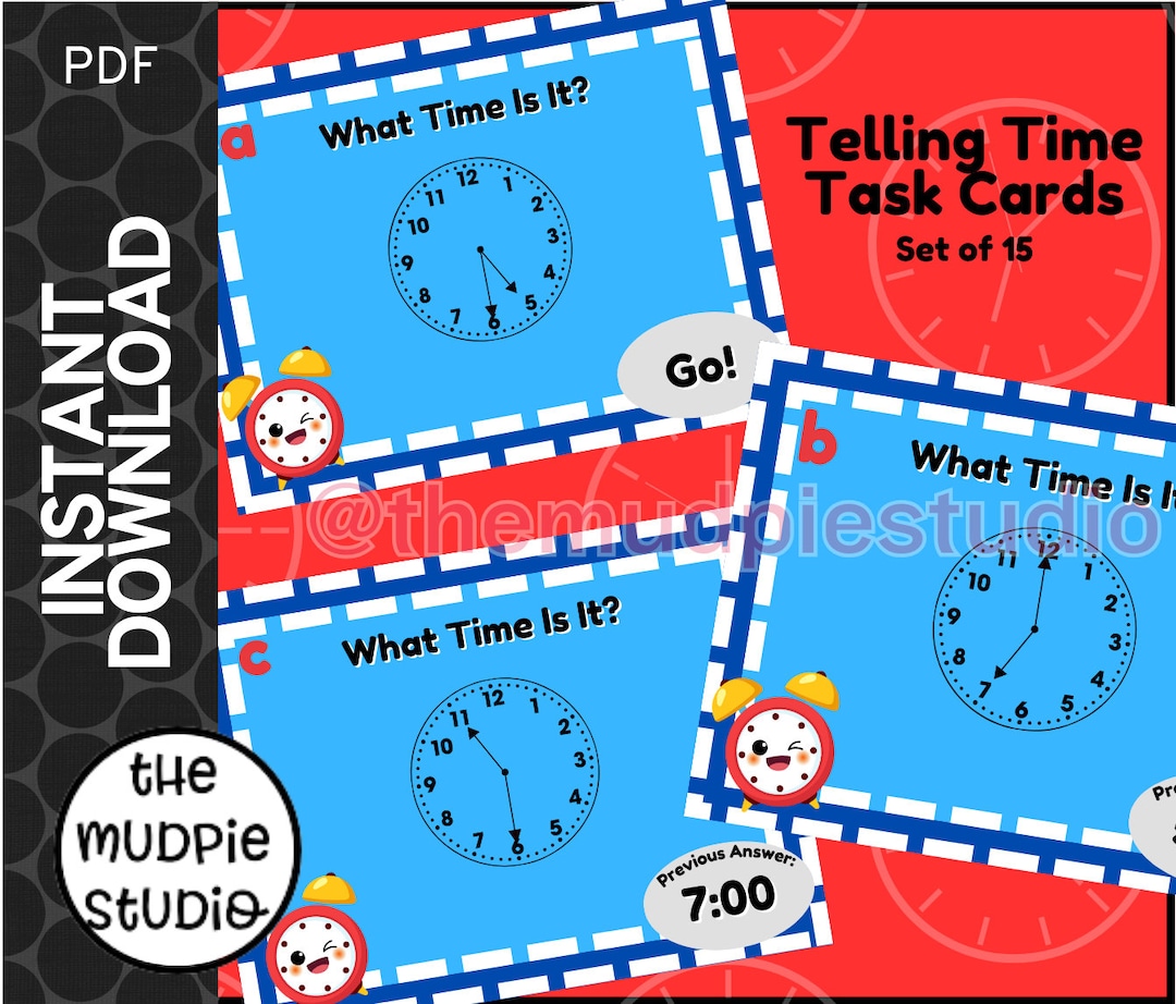 Elementary Math Telling Time Task Cards Game Activity - Etsy