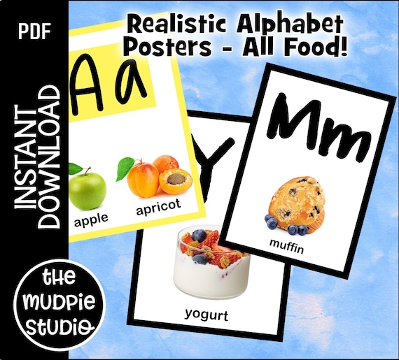 Alphabet Printable Kid Food ABC Classroom Decor Reading | Etsy