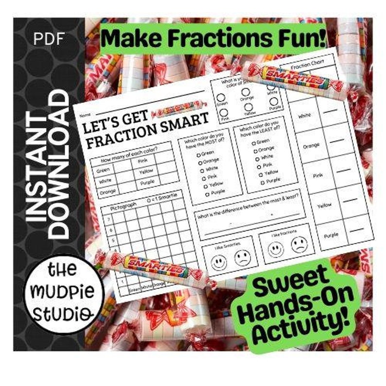 Fraction Fun With Smarties Worksheet - Math Class (PDF) - Etsy